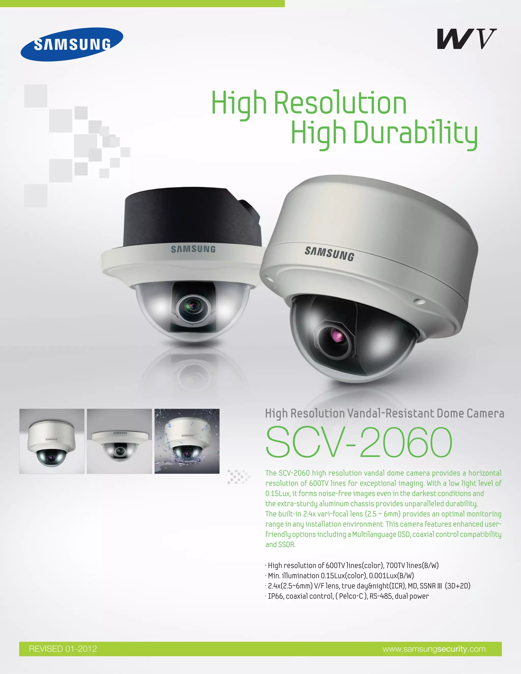 Samsung Techwin SCV-2060 Data Sheet | PDF | Cameras and Camcorders | Consumer Electronics
