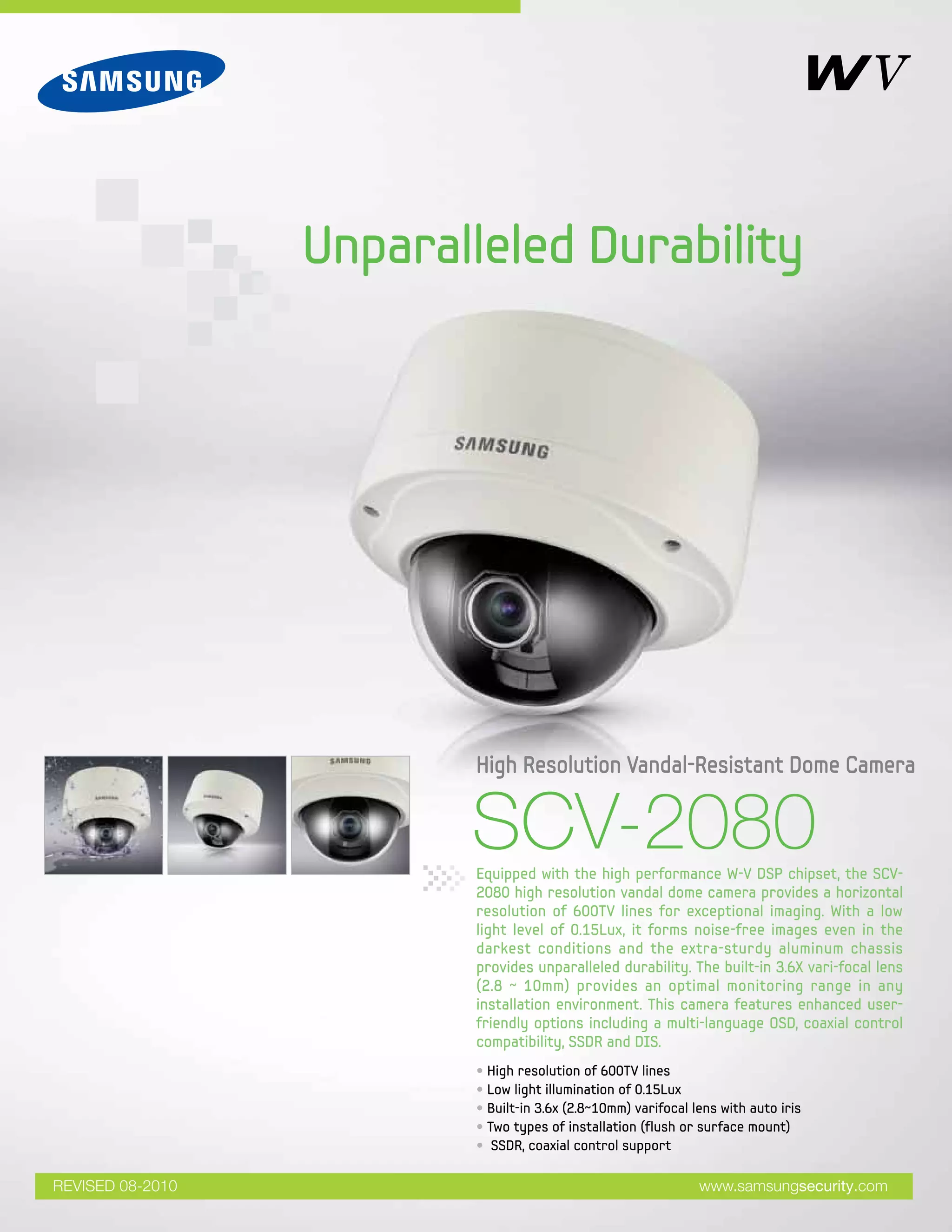 Samsung Techwin SCV-2080 Data Sheet | PDF