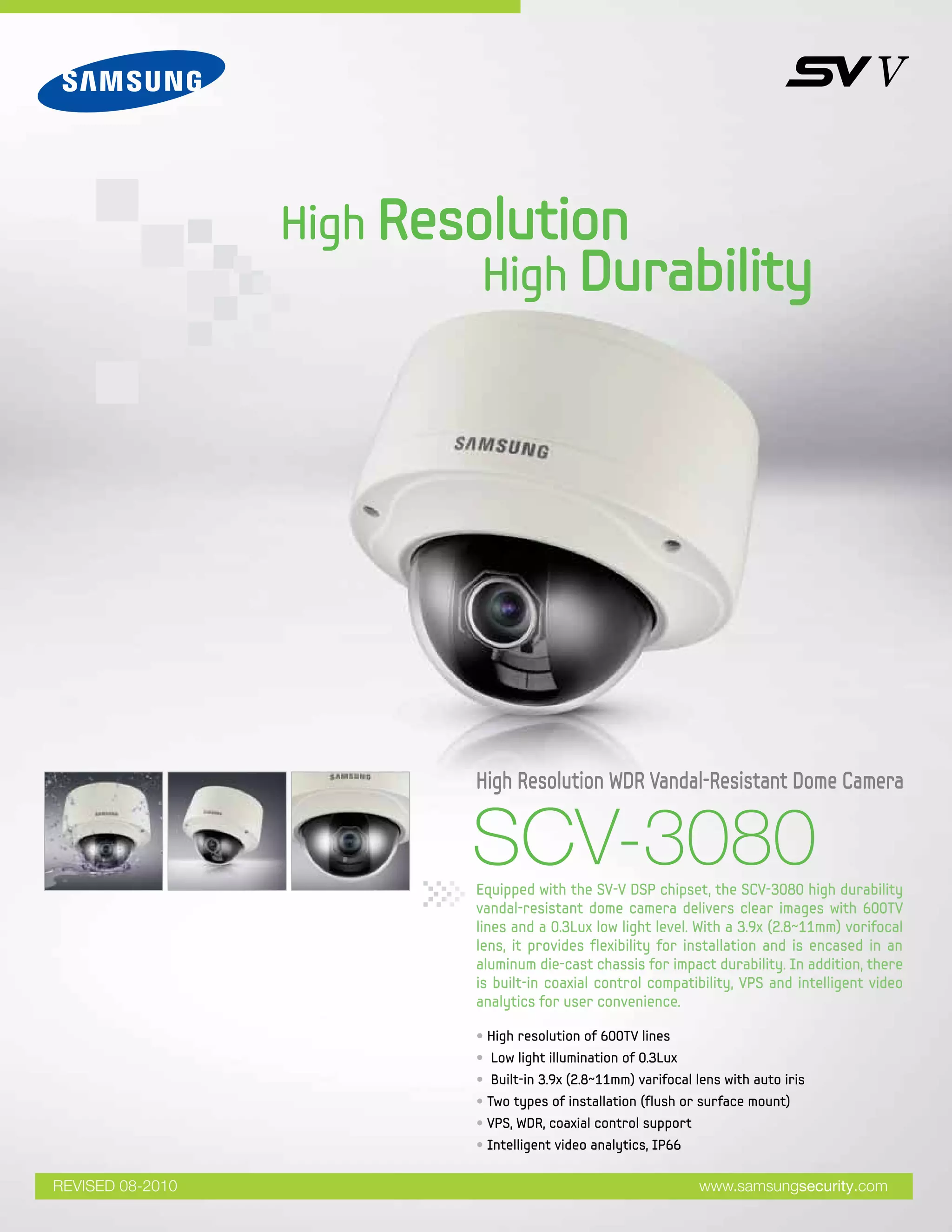 Samsung Techwin SCV-3080 Data Sheet | PDF