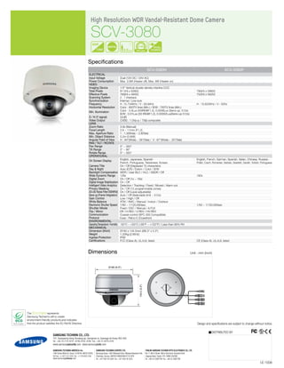 Samsung Techwin SCV-3080 Data Sheet | PDF