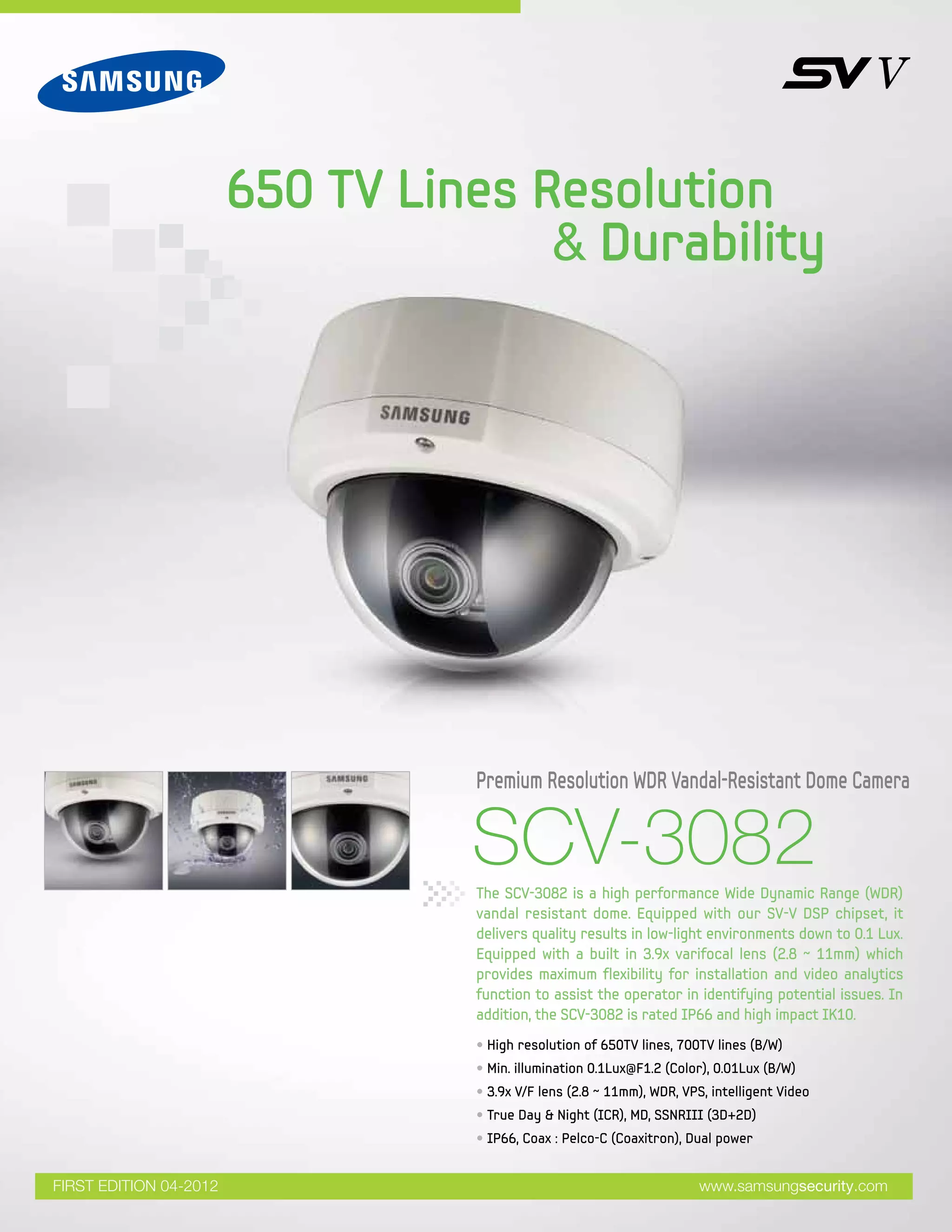 Samsung Techwin SCV-3082 Data Sheet | PDF | Cameras and Camcorders | Consumer Electronics