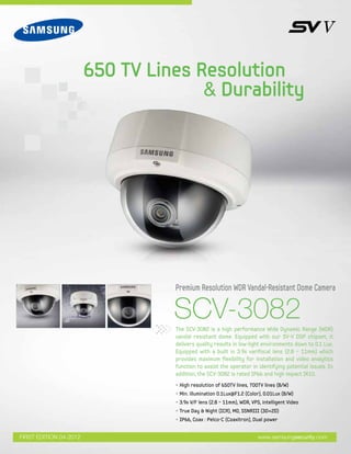 Samsung Techwin SCV-3082 Data Sheet | PDF | Cameras and Camcorders | Consumer Electronics