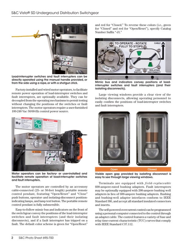 S&C Vista SD Underground Distribution Switchgear Outdoor Distribution ...