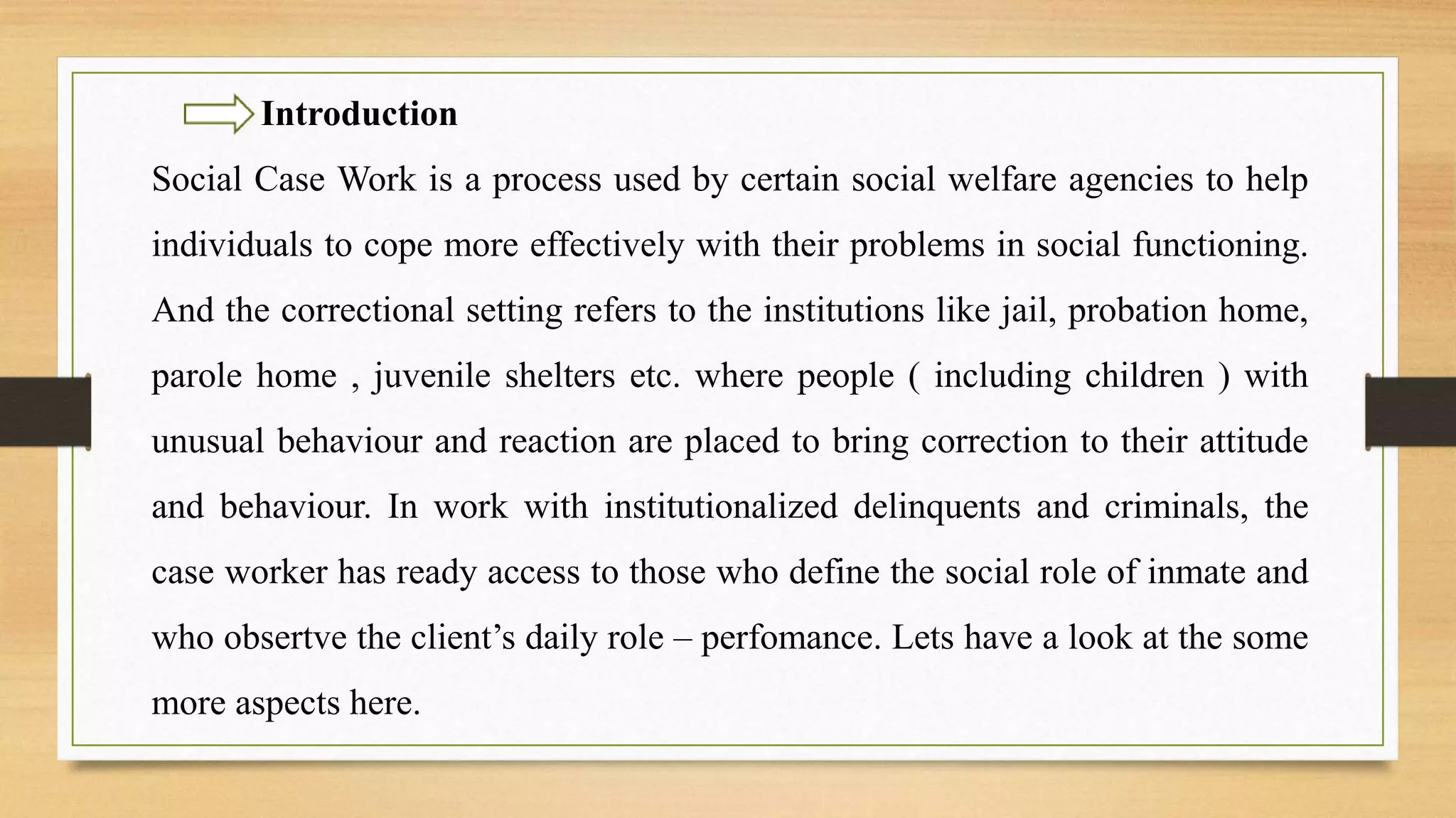 Social Case Work in Correctional Settings | PPTX