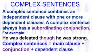 SIMPLE, COMPLEX AND COMPOUND SENTENCES. | PPTX