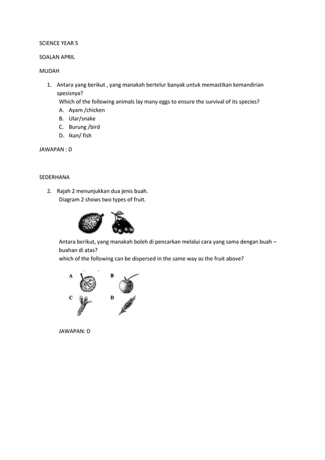 Sc y5 soalan april | PDF