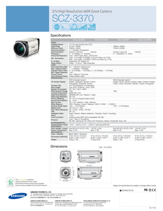 Samsung Techwin SCZ-3370 Data Sheet | PDF