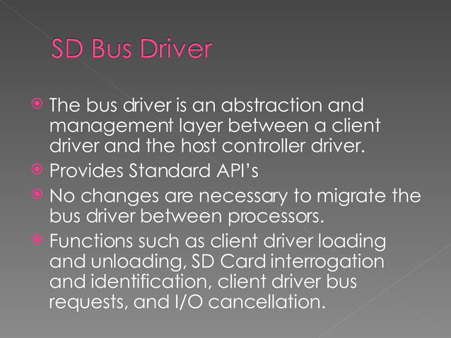 Sd Card WCE Driver Architecture | PPT