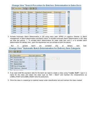 Sd configuration steps for automatic batch determination in delivery | PDF