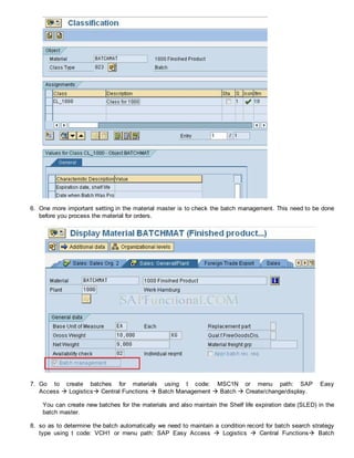 Sd configuration steps for automatic batch determination in delivery | PDF