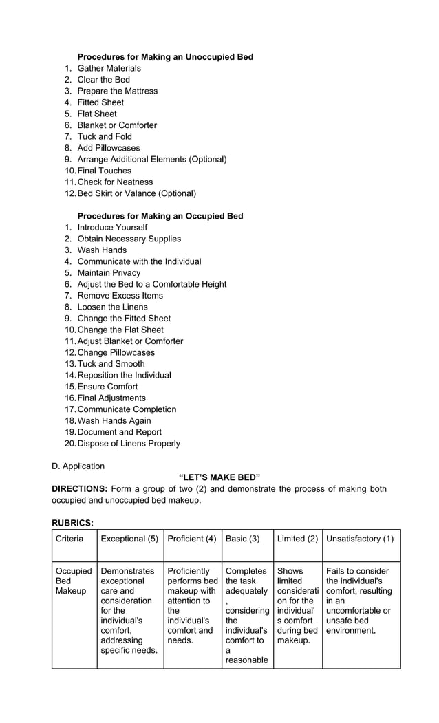 SEMI DETAILED LESSON PLAN FOR BED MAKE UP | DOCX