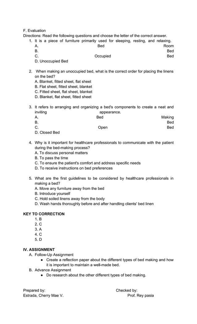 SEMI DETAILED LESSON PLAN FOR BED MAKE UP | DOCX