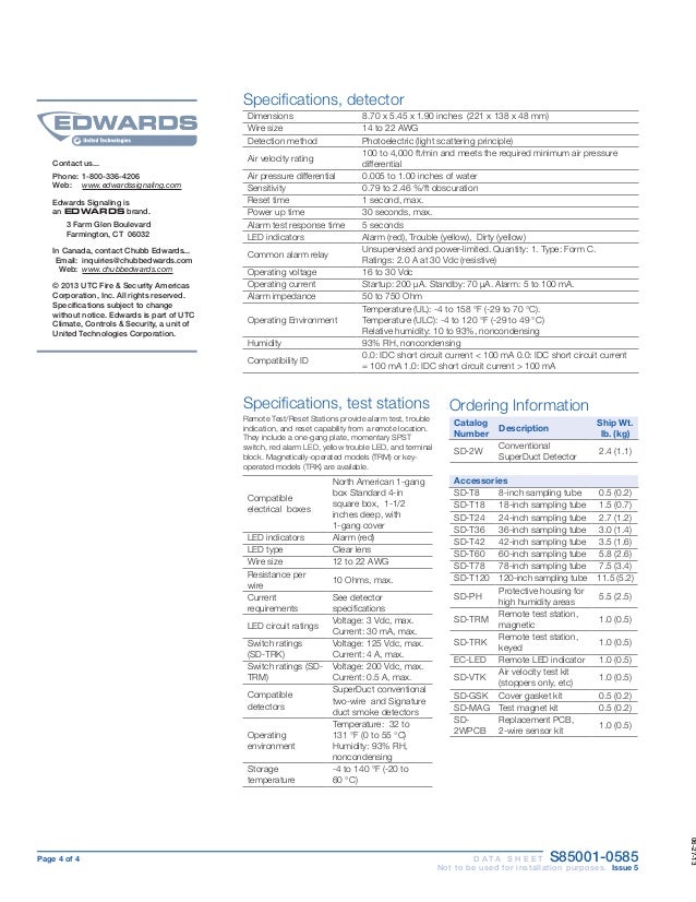 Edwards Signaling SD-VTK Data Sheet Edwards Signaling SD-VTK Data Sheet