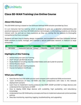 Best SDWAN Training course Online | Cisco SDWAN Course | PDF
