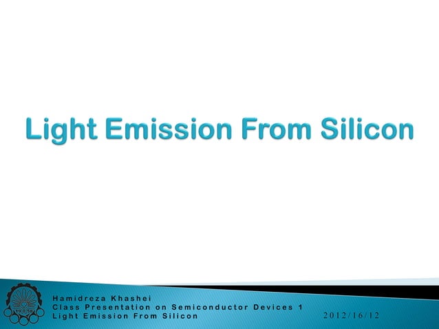 Light Emission From Silicon | PPT