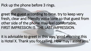 Reservation of room over phone call... | PPTX