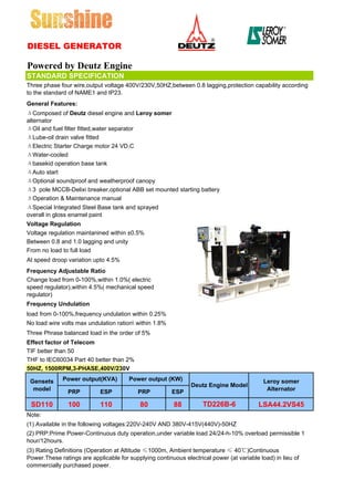 Sd110 deutz diesel gensets, groupe electrogene | PDF