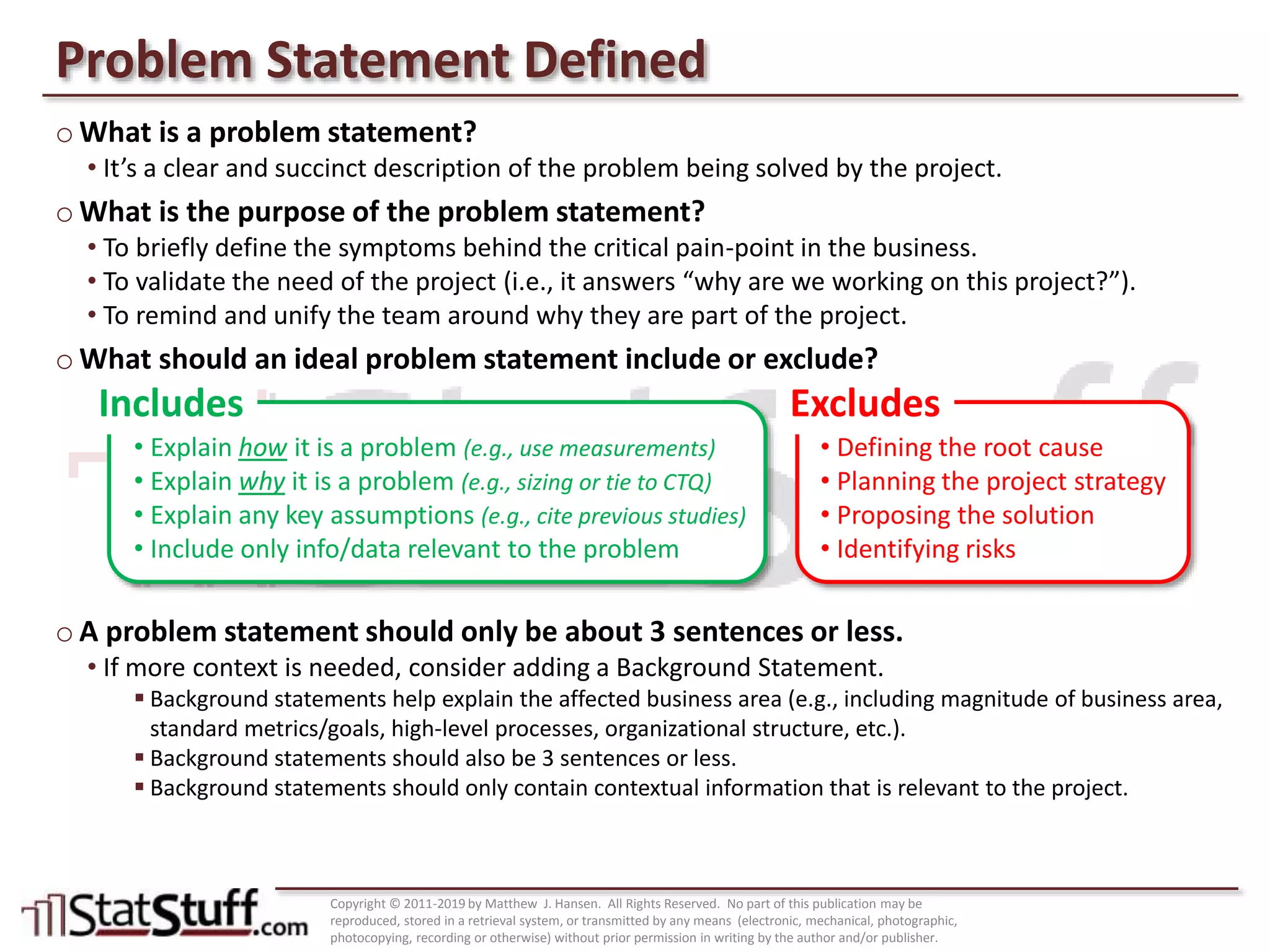 Building a Problem Statement with Matt Hansen at StatStuff | PPT