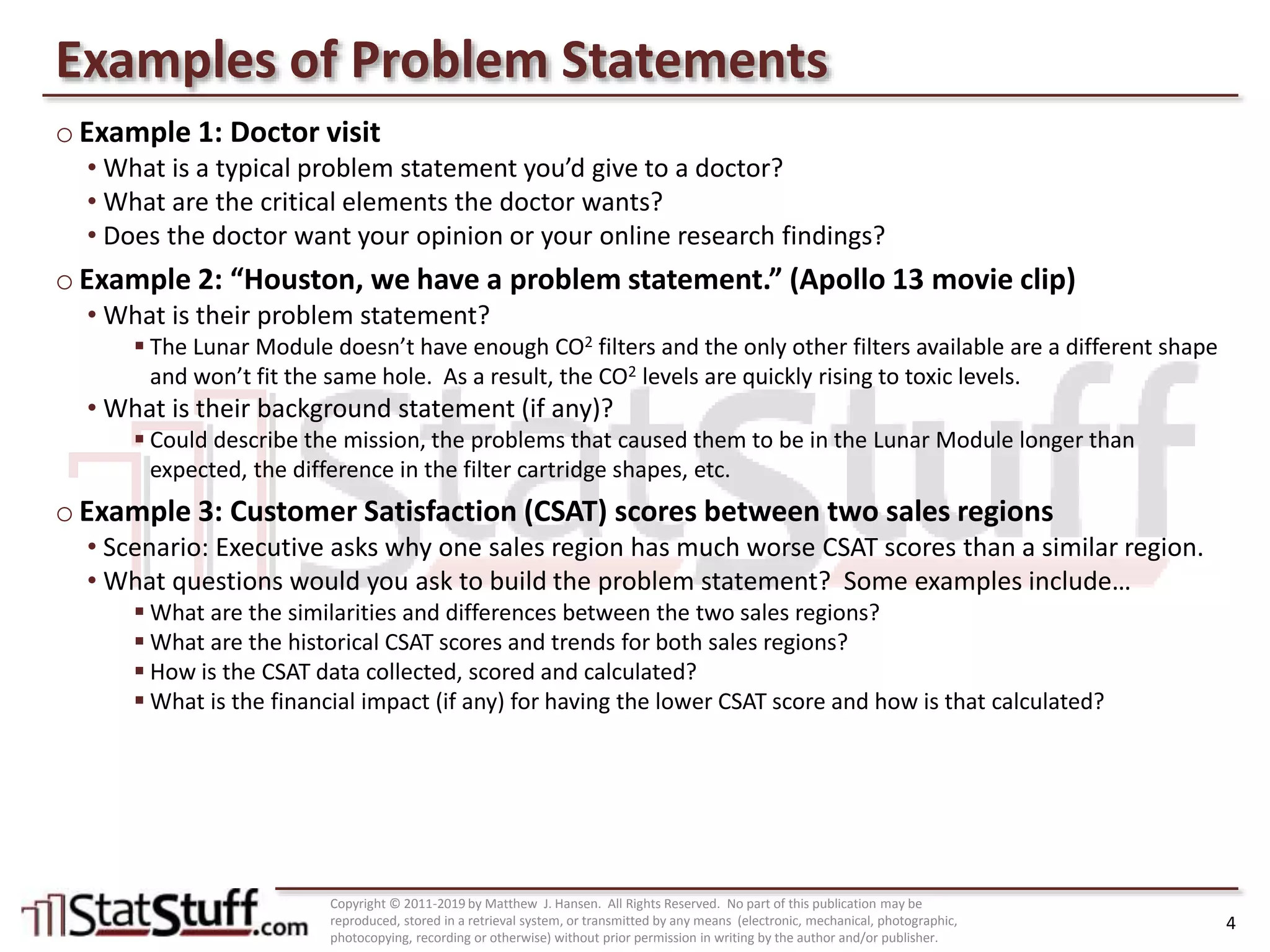 Building a Problem Statement with Matt Hansen at StatStuff | PPT