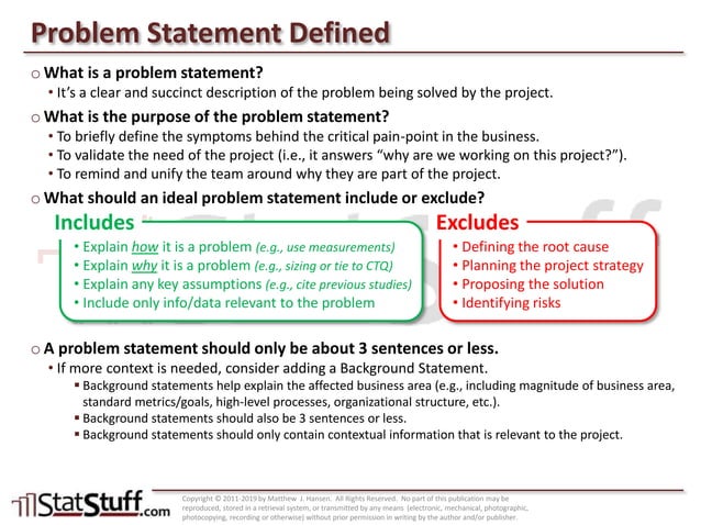 Building a Problem Statement with Matt Hansen at StatStuff | PPT