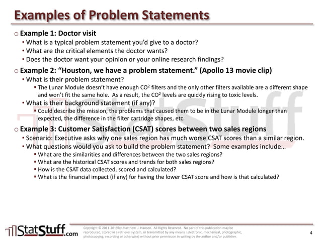 Building a Problem Statement with Matt Hansen at StatStuff | PPT