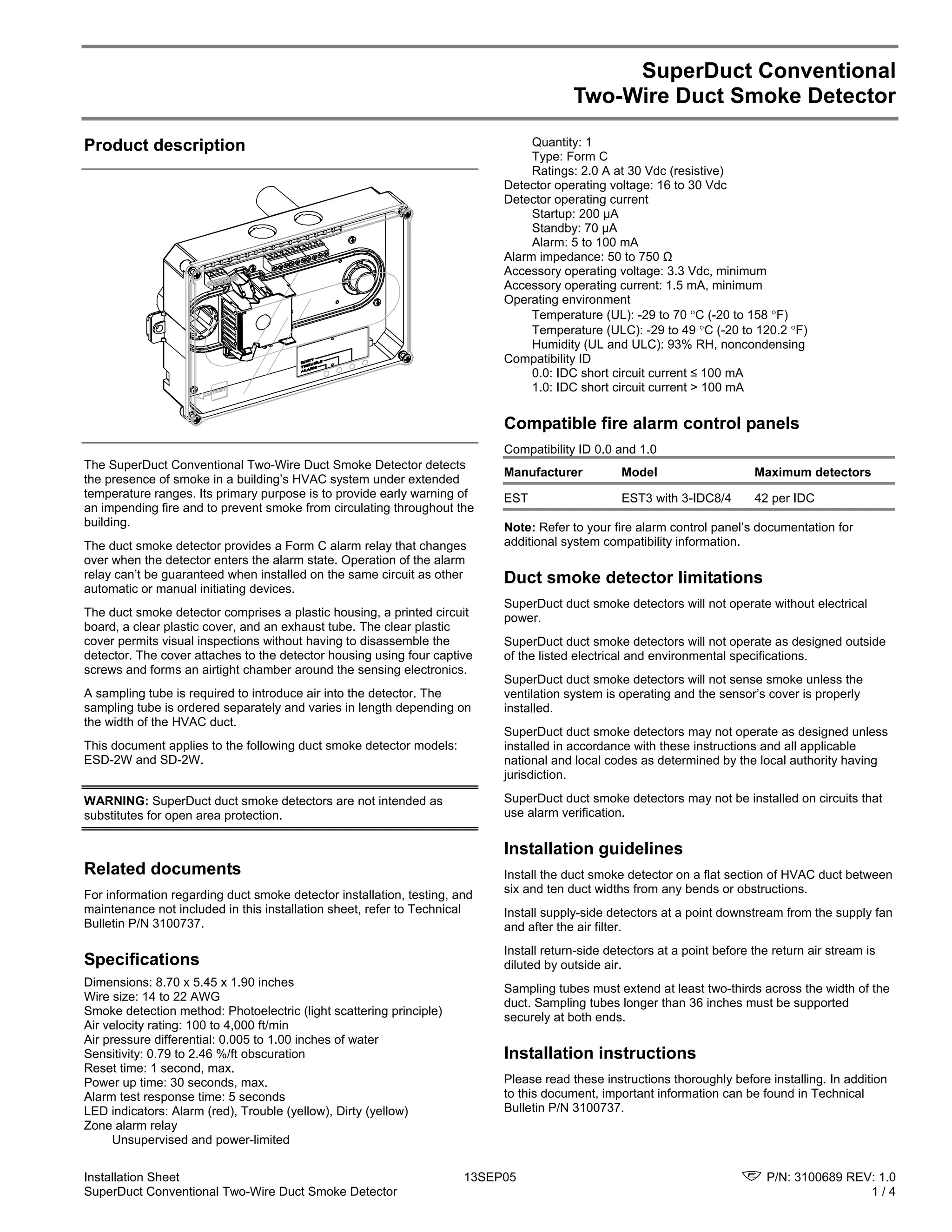 Edwards Signaling SD2W Installation Manual | PDF