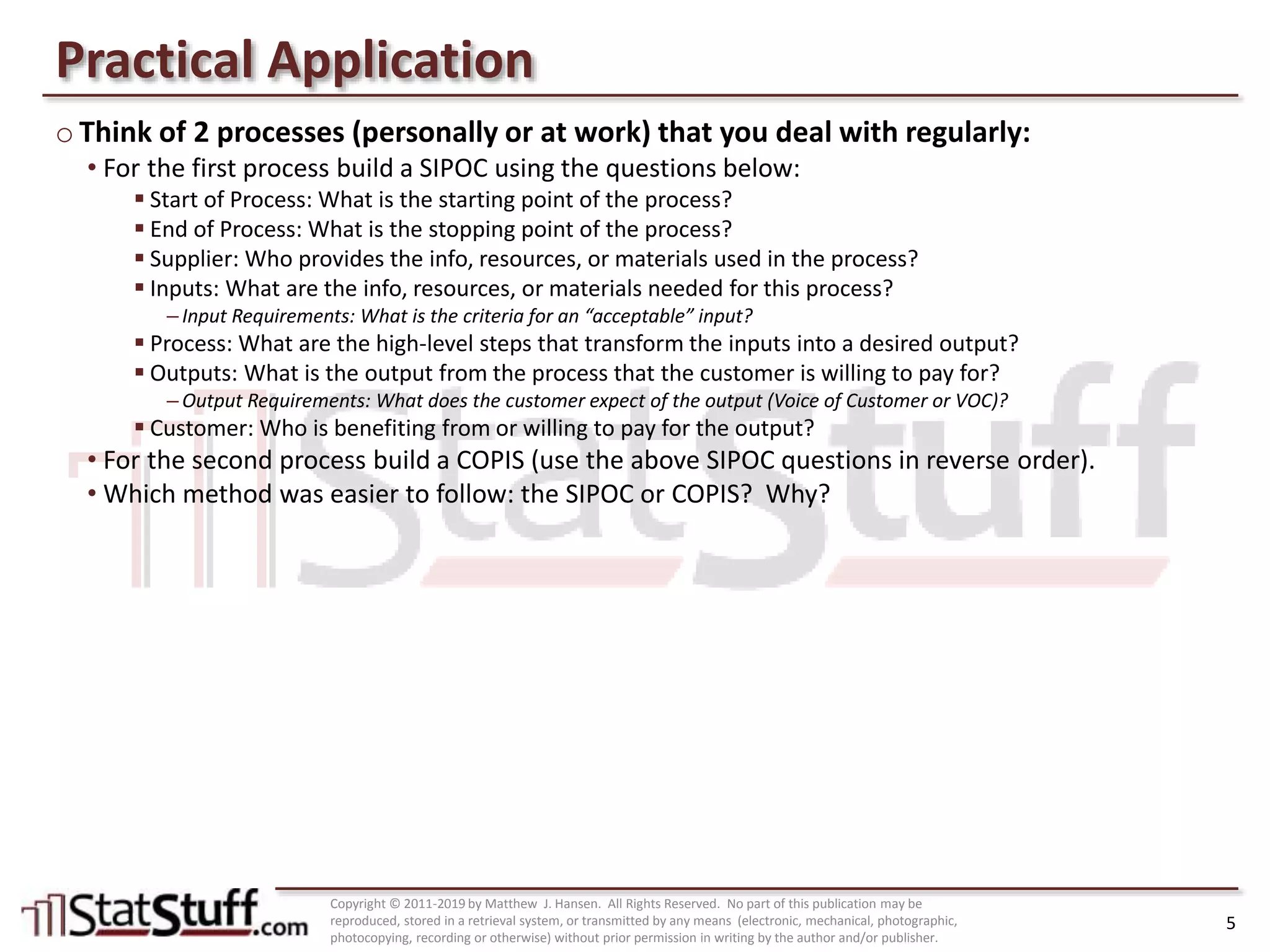 Building a SIPOC with Matt Hansen at StatStuff | PPTX | Internet for Beginners | Internet