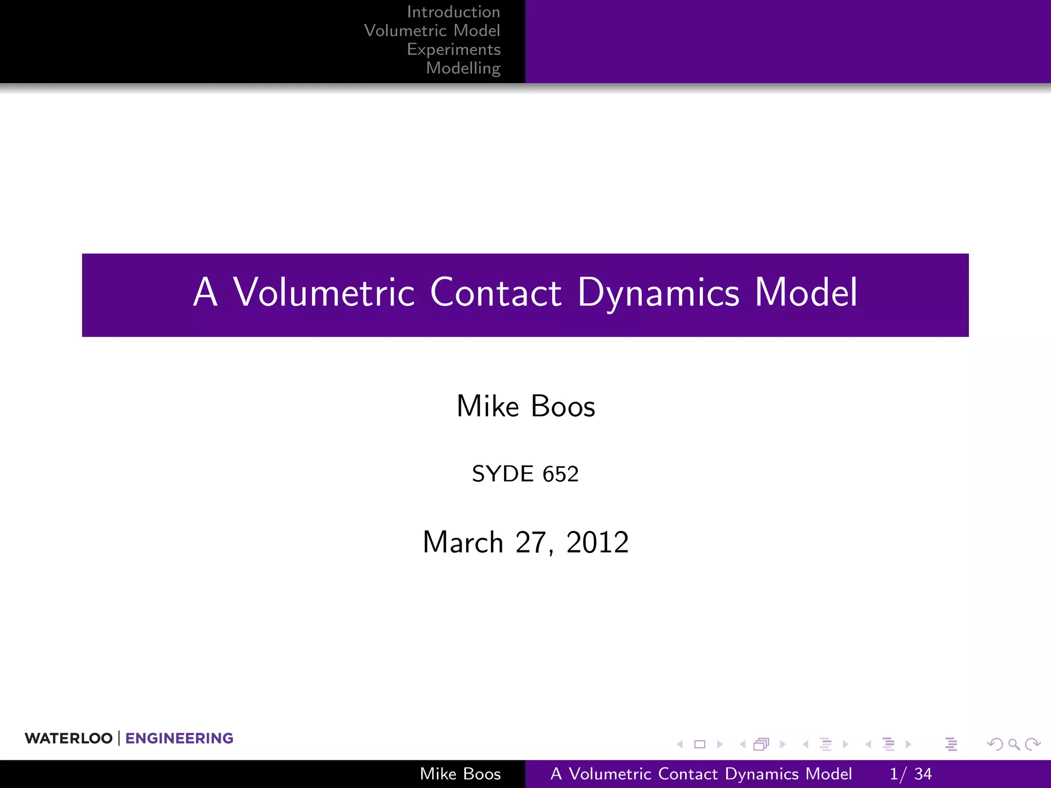 A Volumetric Contact Dynamics Model | PDF