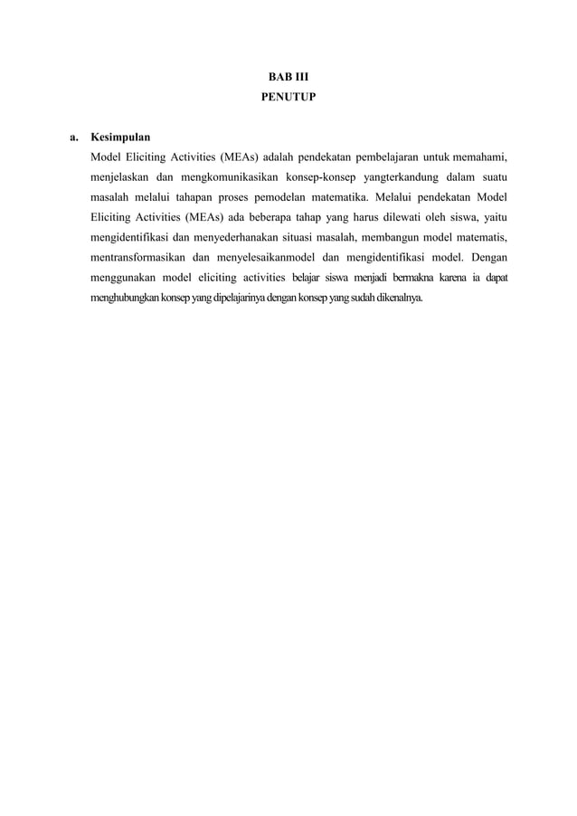 Model Eliciting Activities (MEAs) | PDF