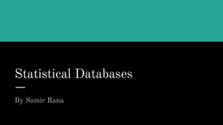 Statistical Databases | PDF