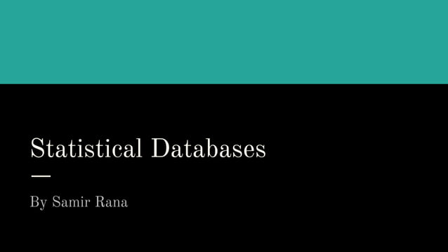 Statistical Databases | PDF