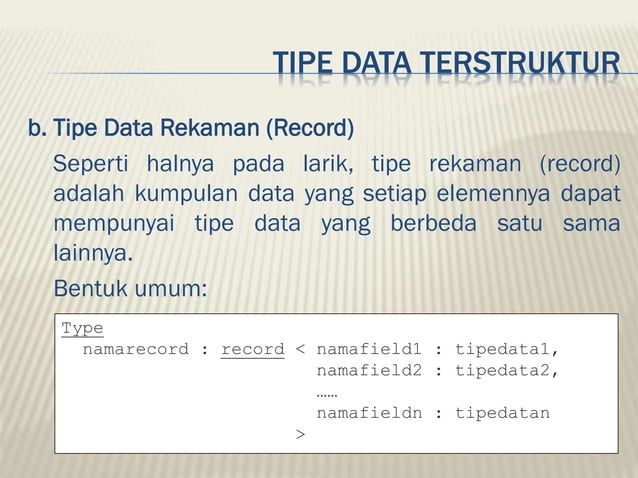 Sd bab 1 (pengantar struktur data) | PPT