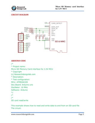 Micro SD Memory Card Interface for 3.3V MCU | PDF