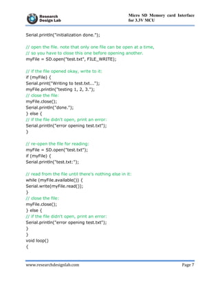 Micro SD Memory Card Interface for 3.3V MCU | PDF