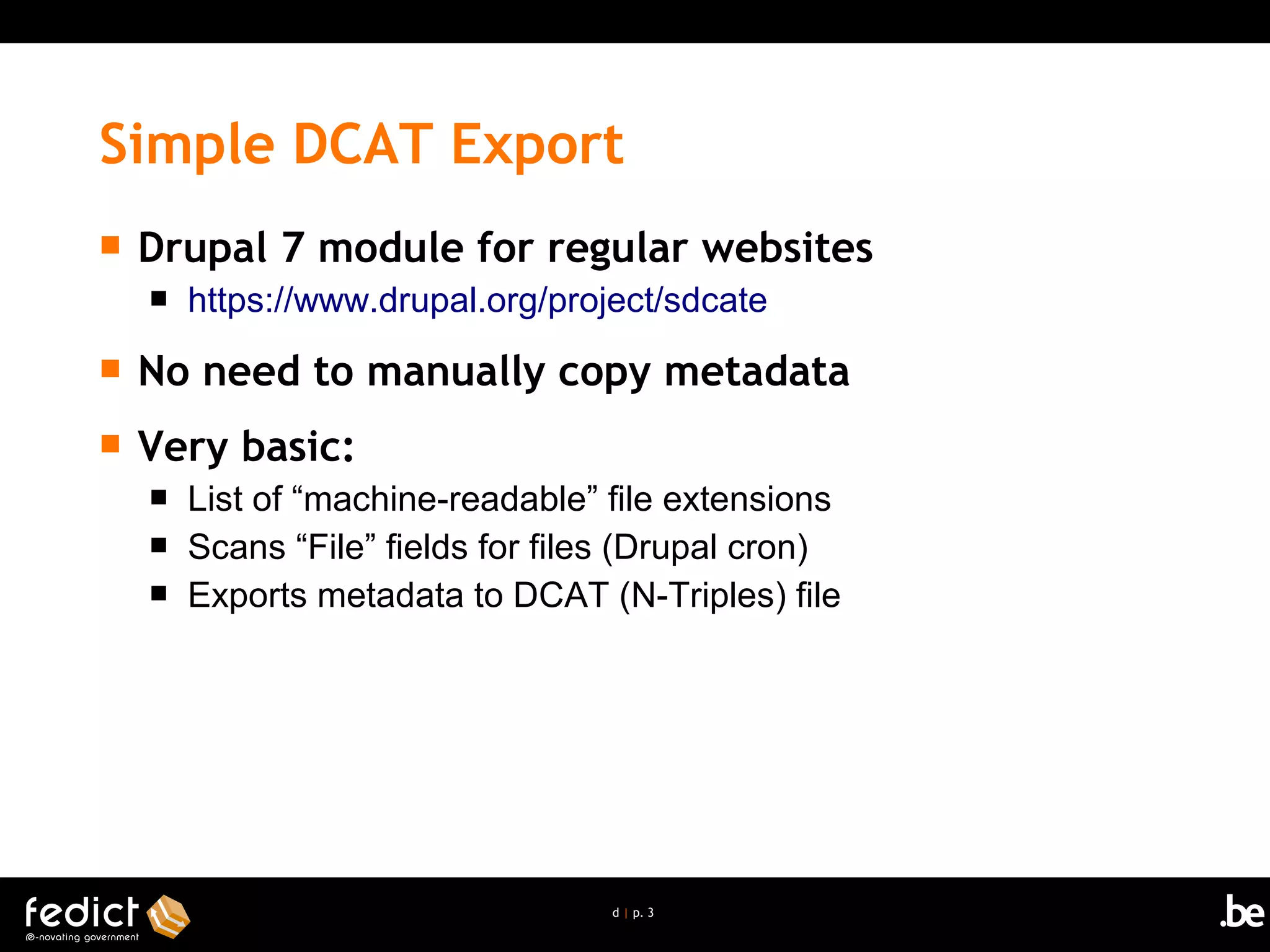 Drupal Simple DCAT Export module | PPT