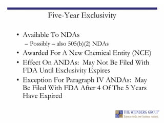 Market Exclusivity Under the Waxman-Hatch Act | PDF