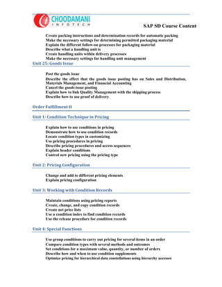 SAP SD Course Content | PDF
