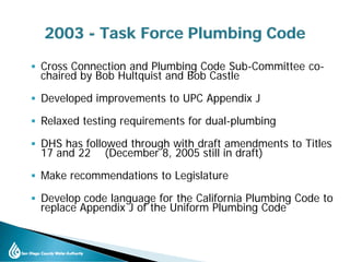 History of California Indoor Dual Plumbed Codes and Regulations | PDF