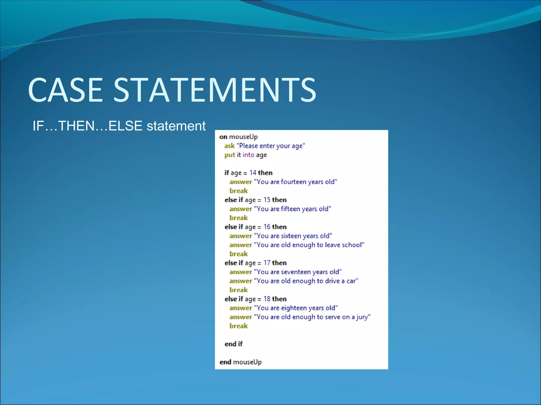 CASE Statements | PPT