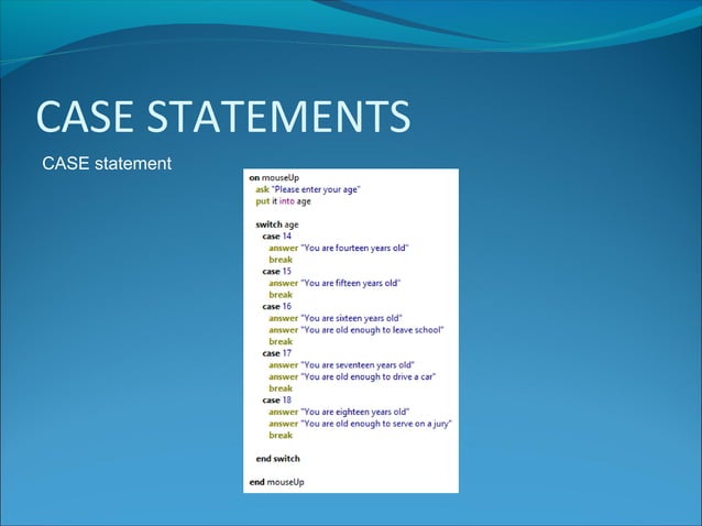 CASE Statements | PPT