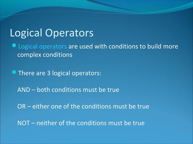 SD & D Logical Operators | PPT