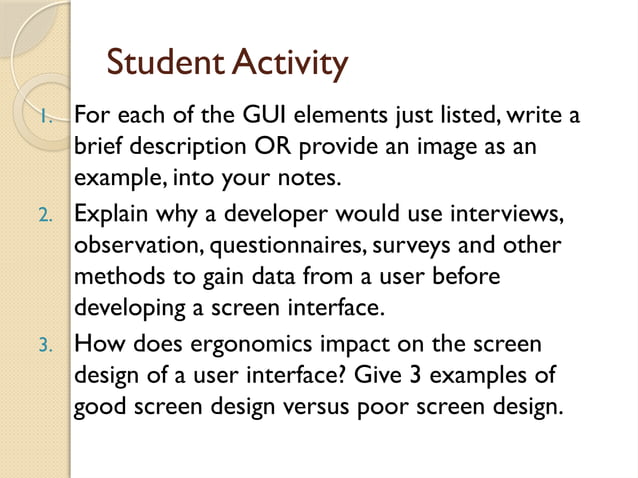 Preliminary Software Design and Development User Interface Considerations | PPT