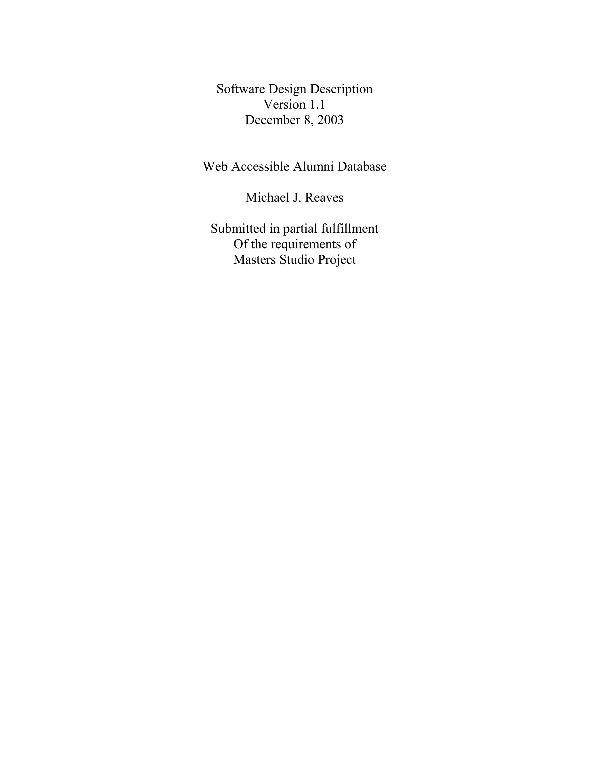 Software Design Description (SDD) sample | DOC