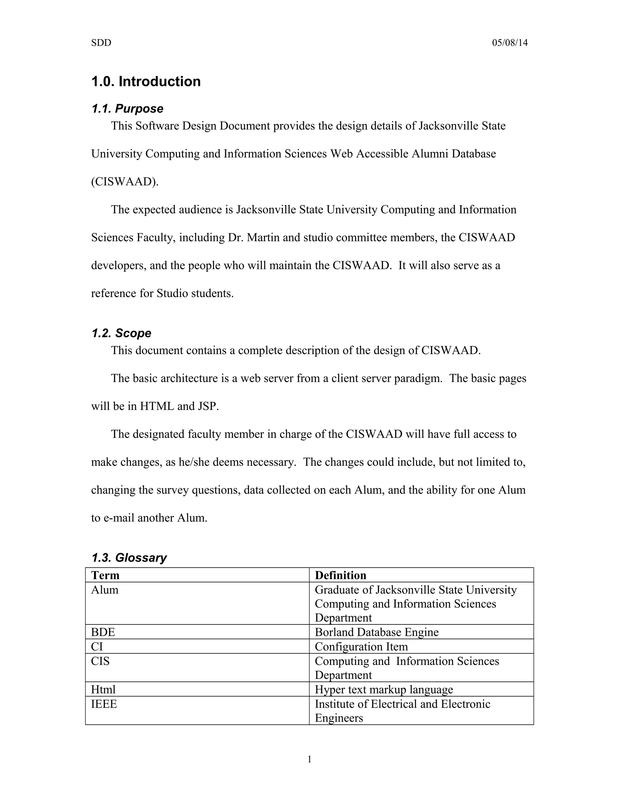 Software Design Description (SDD) sample | DOC