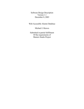 Software Design Description (SDD) sample | DOC