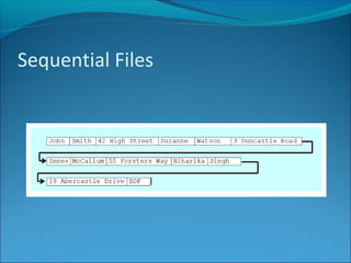 SD & D Sequential Files | PPT | Operating Systems | Computer Software and Applications