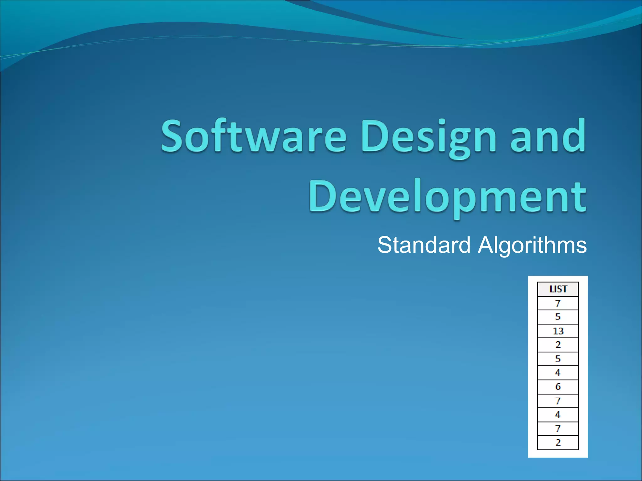 SD & D Standard Algorithms | PPT