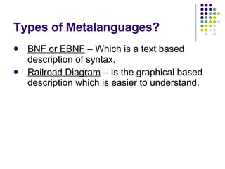 Sdd Syntax Descriptions | PPT | Programming Languages | Computing