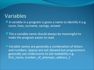 SD & D variables and assignment | PPT