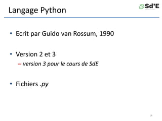 SdE 2: Le langage Python, Allocation de memoire | PPT